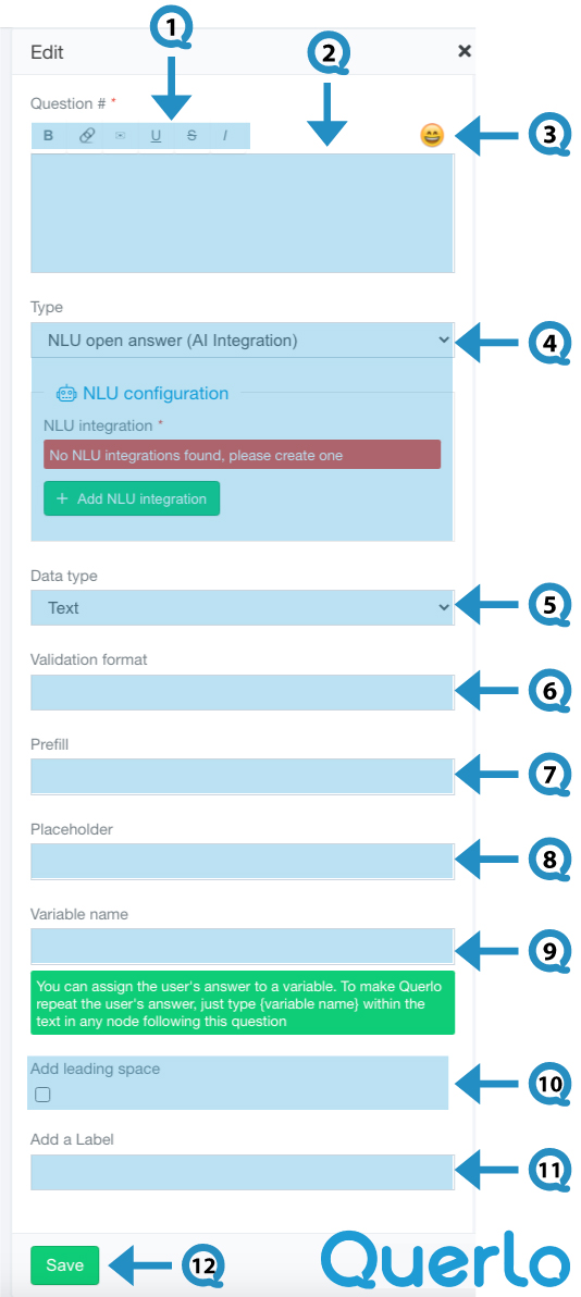 NLU Open Answer (AI Integration) - Querlo magazine and documentation