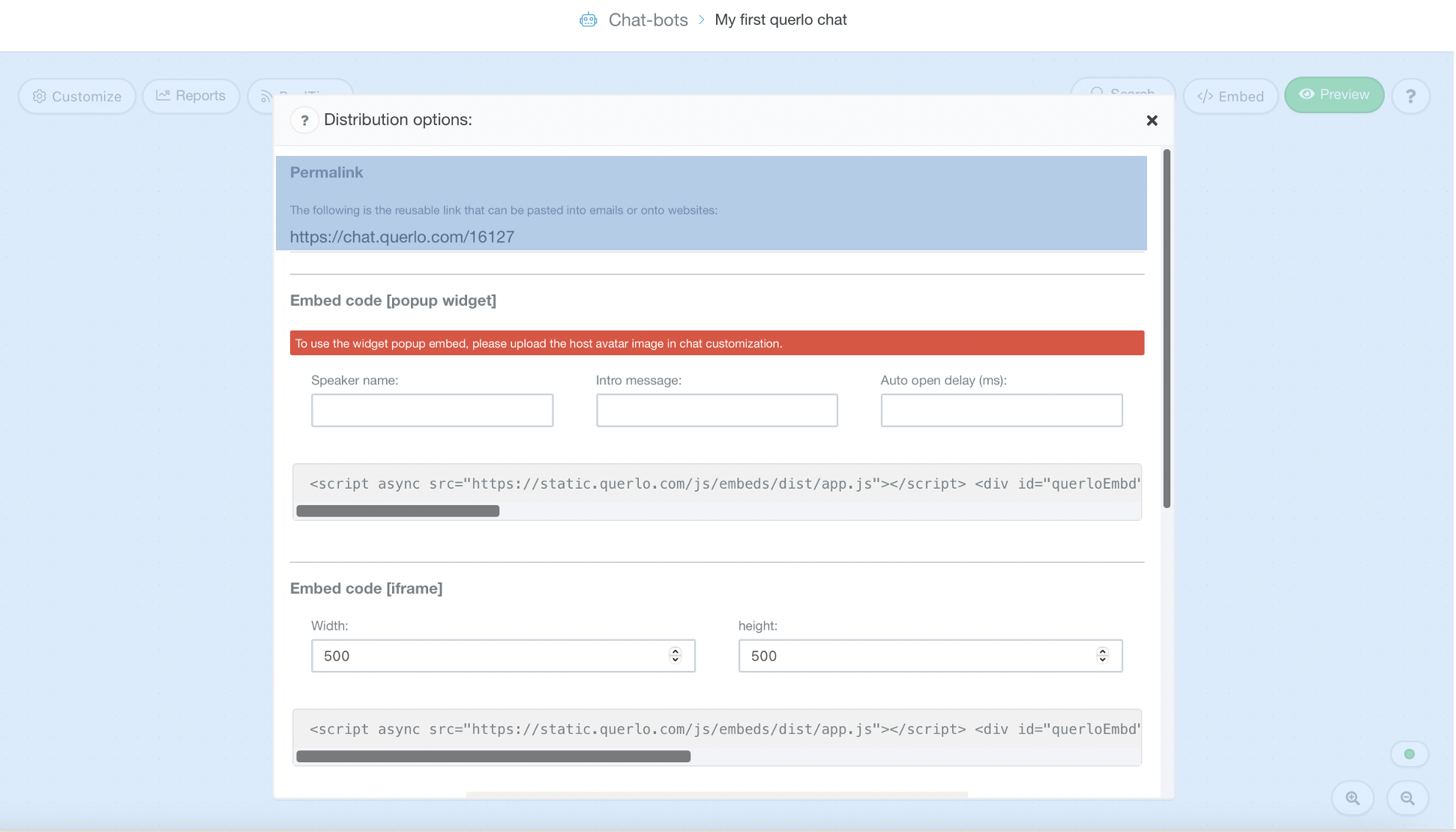 Chat Options - Querlo magazine and documentation